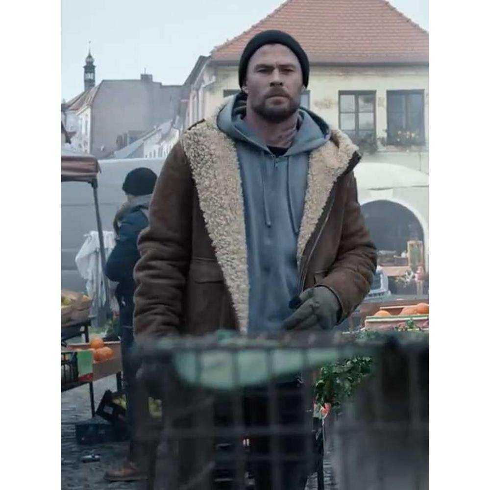 Tyler Rake Shearling Jacket - Chris Hemsworth Shearling Jacket ...