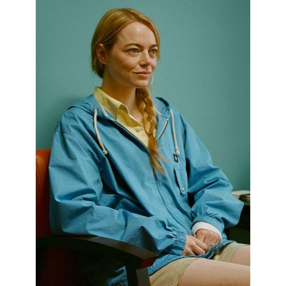 Emma Stone Blue Hooded Jacket - Emma Stone Hooded Jacket — Cosplay Street