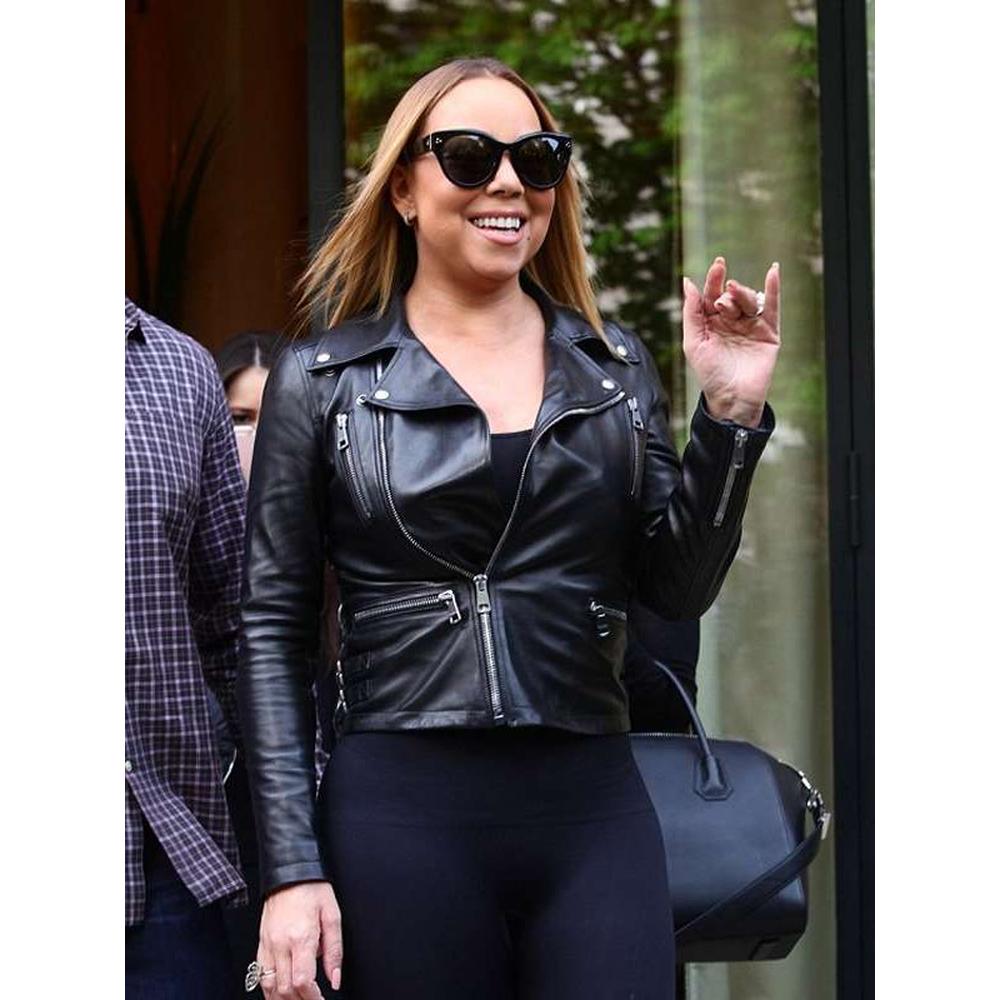 Mariah Carey Black Leather Jacket - Mariah Carey Biker Jacket — Cosplay ...