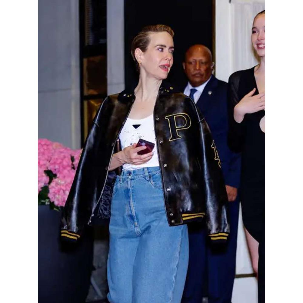 Sarah Paulson Black Varsity Jacket - Sarah Paulson Jacket — Cosplay Street